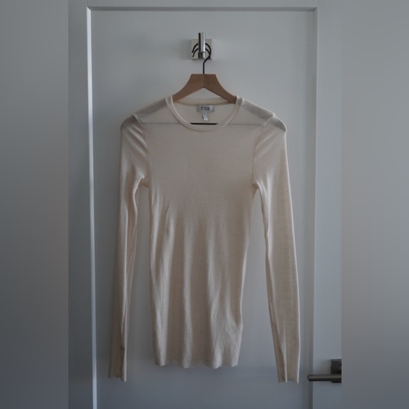 COS | Tops | Cos Crewneck Merino Top In Off White | Poshmark